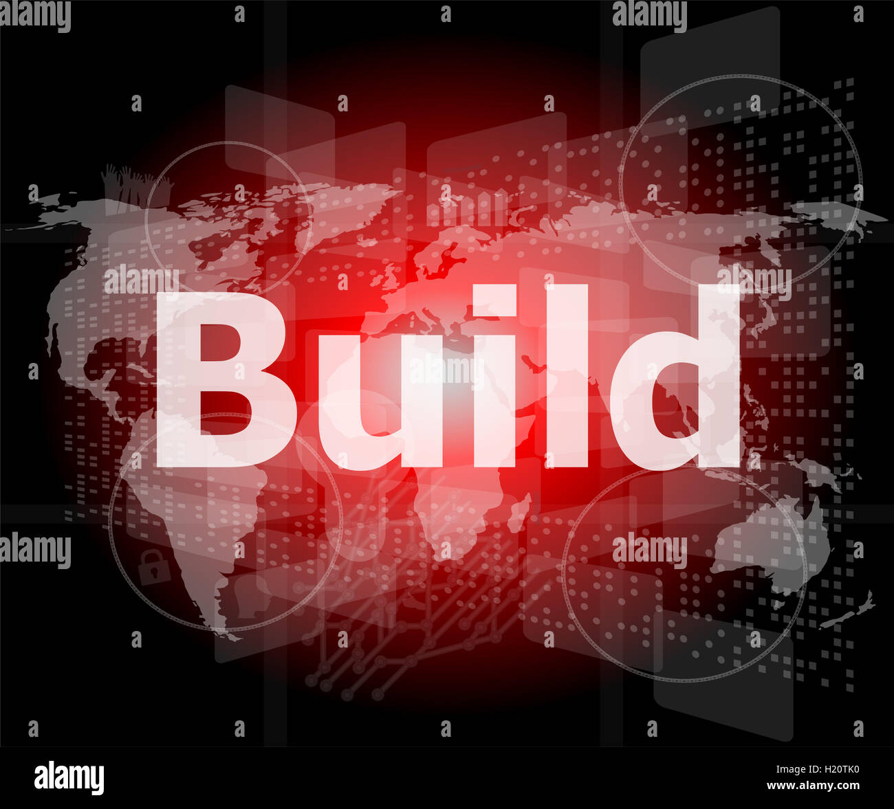 The word build on digital screen, business concept Stock Photo - Alamy