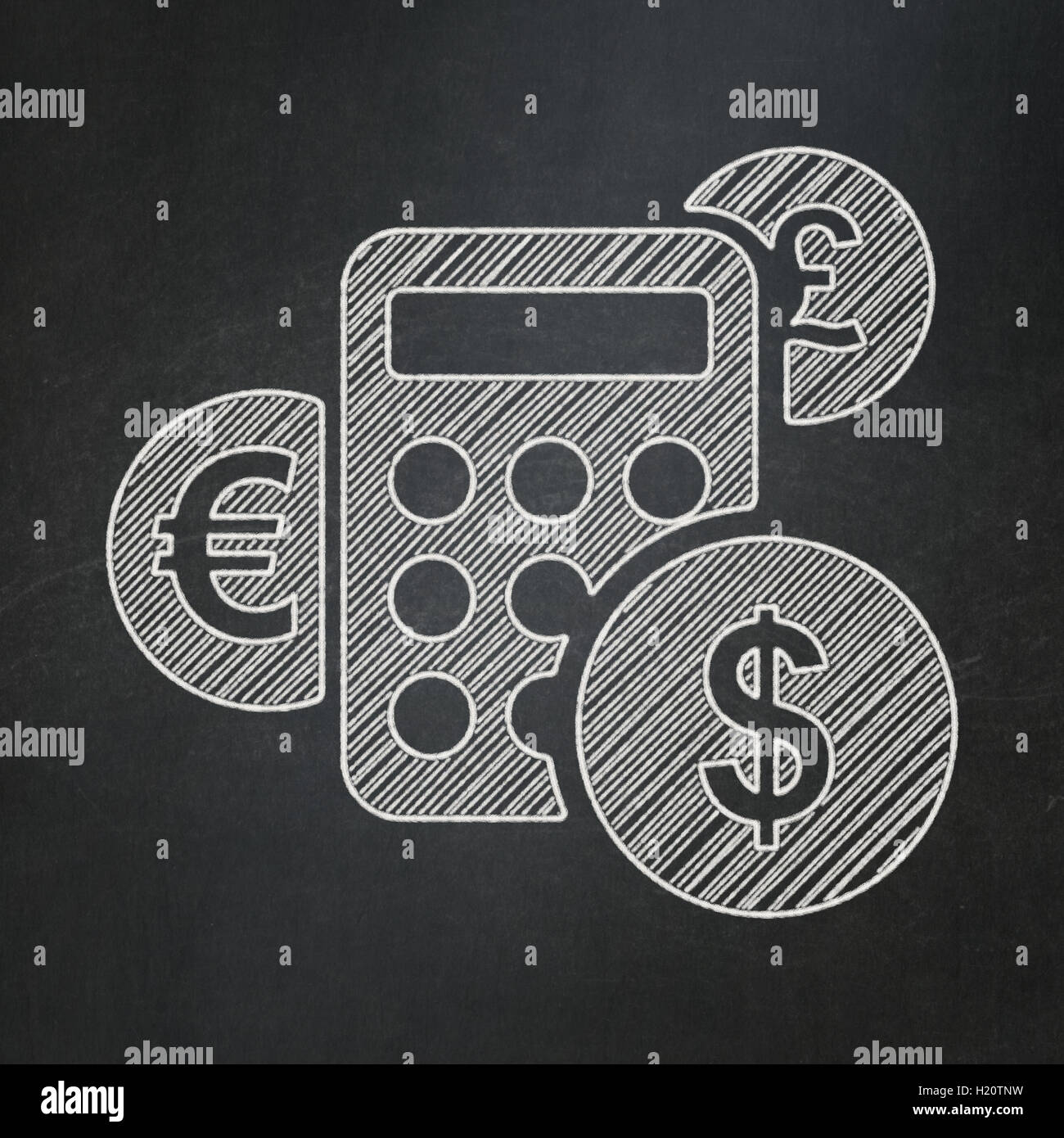 News concept: Calculator on chalkboard background Stock Photo - Alamy