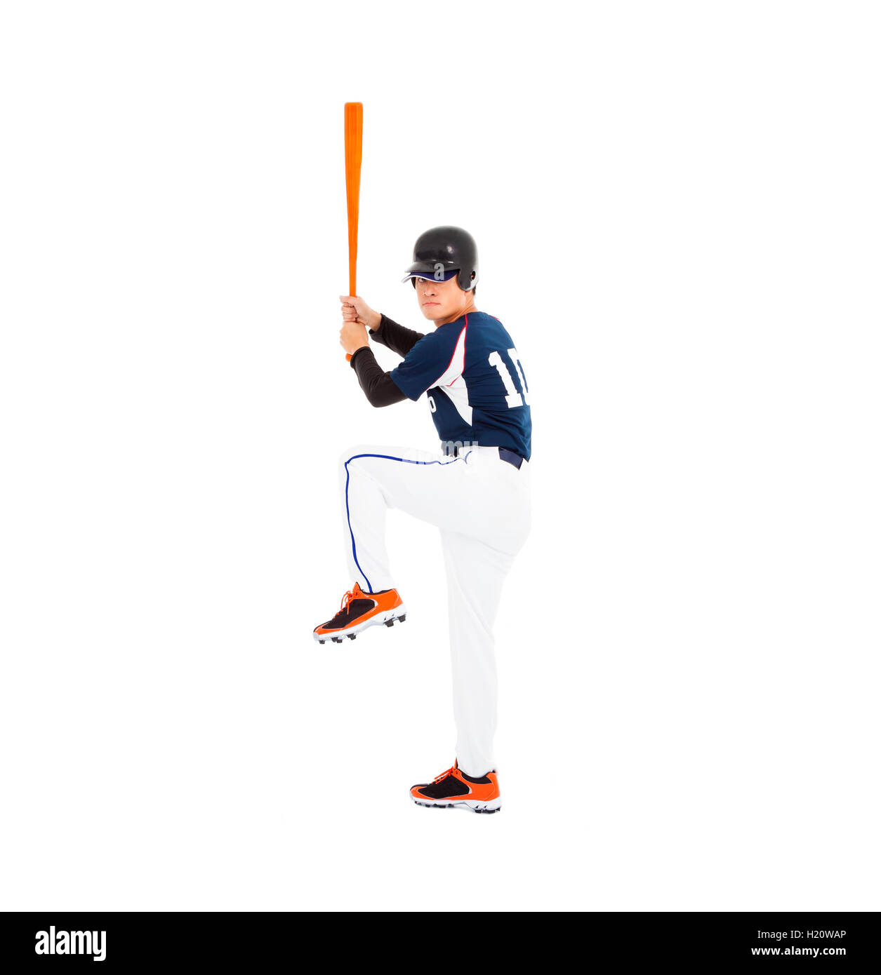 Baseball player with bat and ready to hit Stock Photo - Alamy