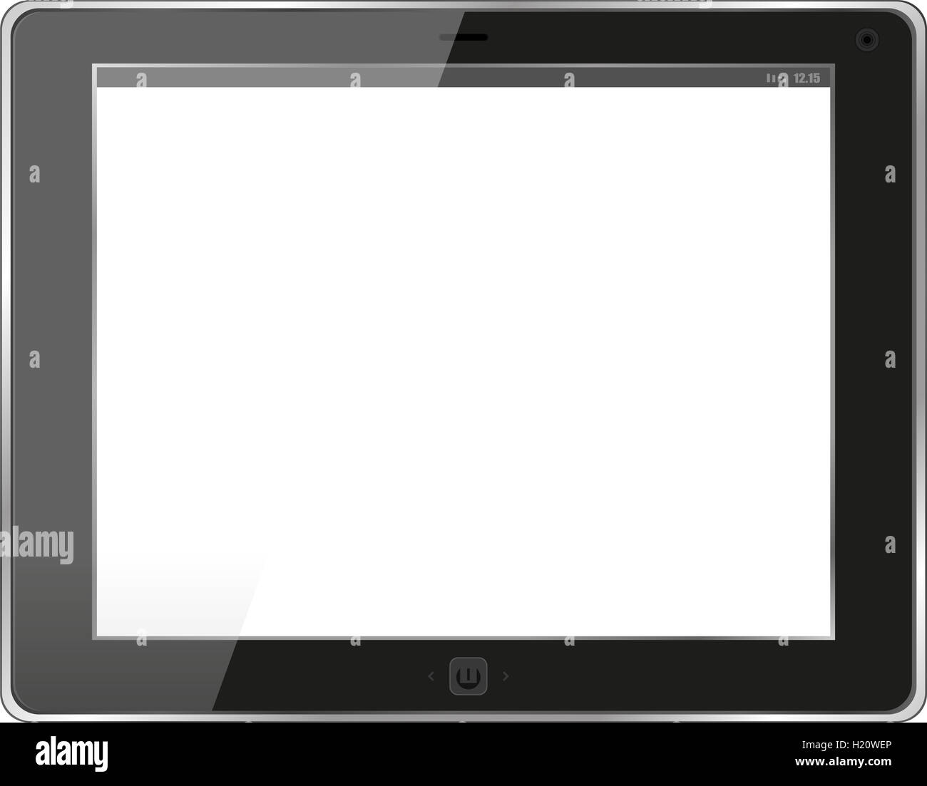 Tablet computer. Black frame tablet pc with white screen. isolated of ...