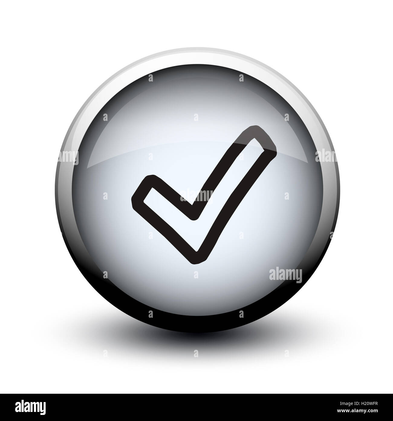button tick white 2d Stock Photo - Alamy