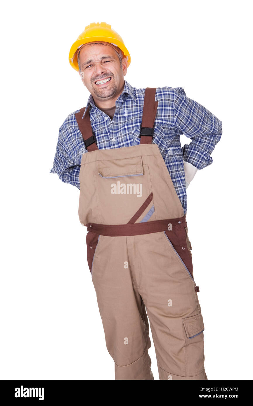 Portrait Of A Worker With Back Pain Stock Photo - Alamy