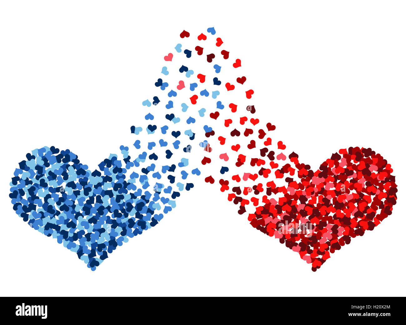 Red and blue heart connected Stock Photo - Alamy