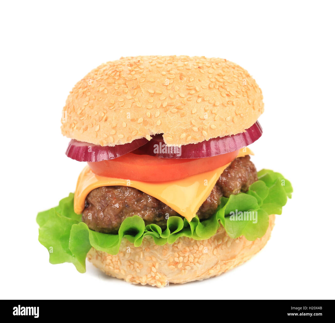 Big appetizing fast food hamburger Stock Photo - Alamy