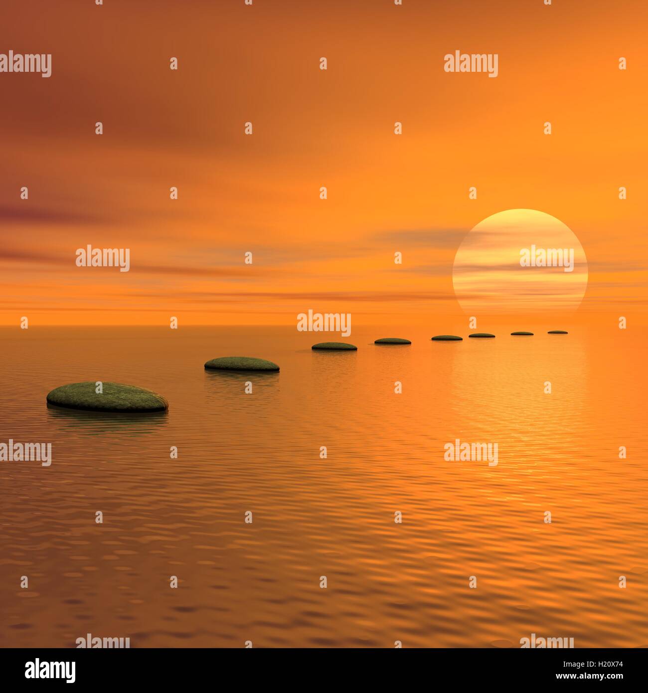 Steps to the sun - 3D render Stock Photo - Alamy