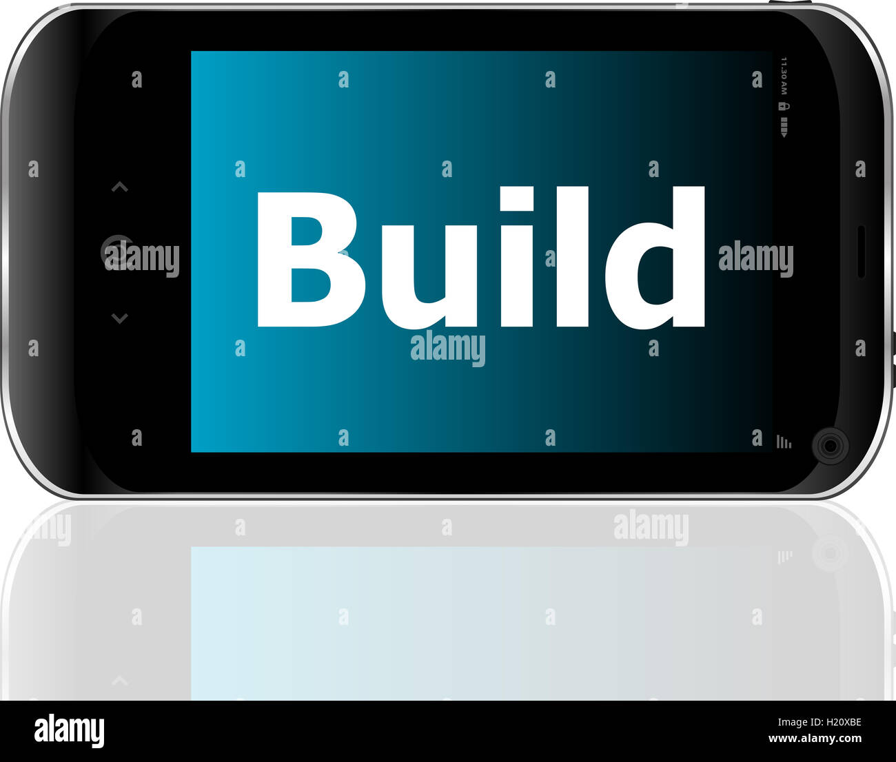 smartphone with text build on display. Mobile smart phone on White ...