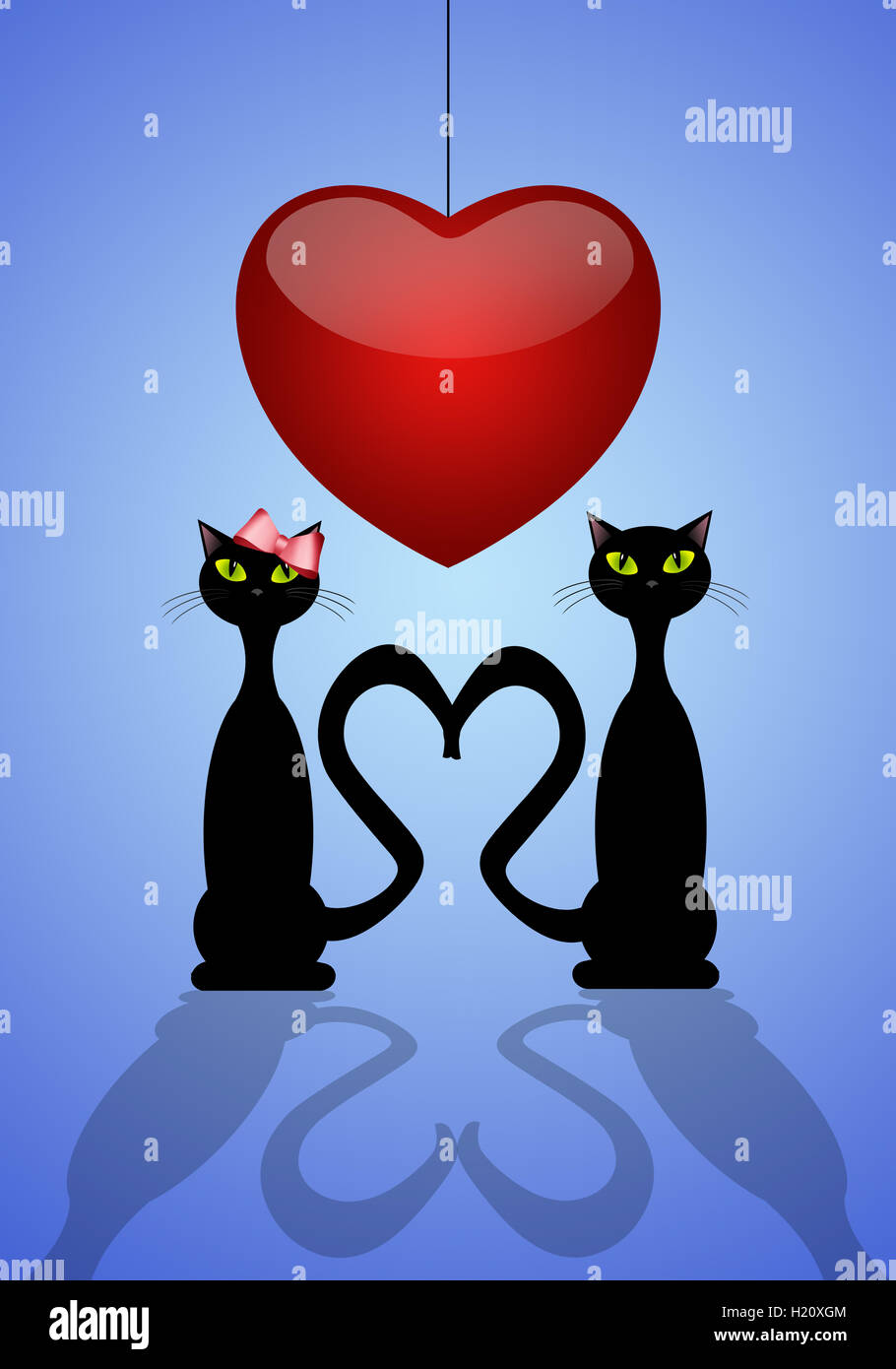Two cats in love Stock Photo - Alamy