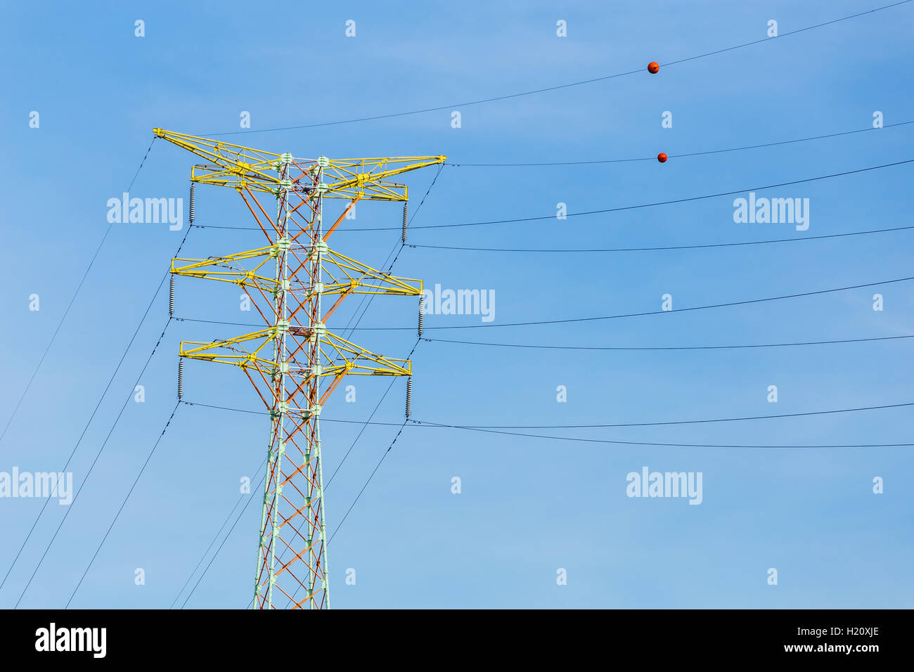 Power distribution tower cable Stock Photo - Alamy