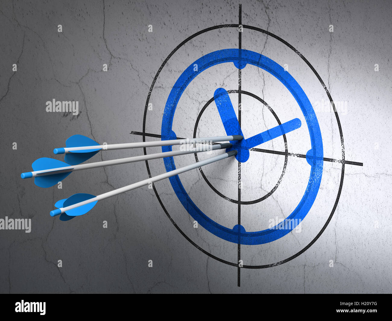 Timeline concept: arrows in Clock target on wall background Stock Photo ...