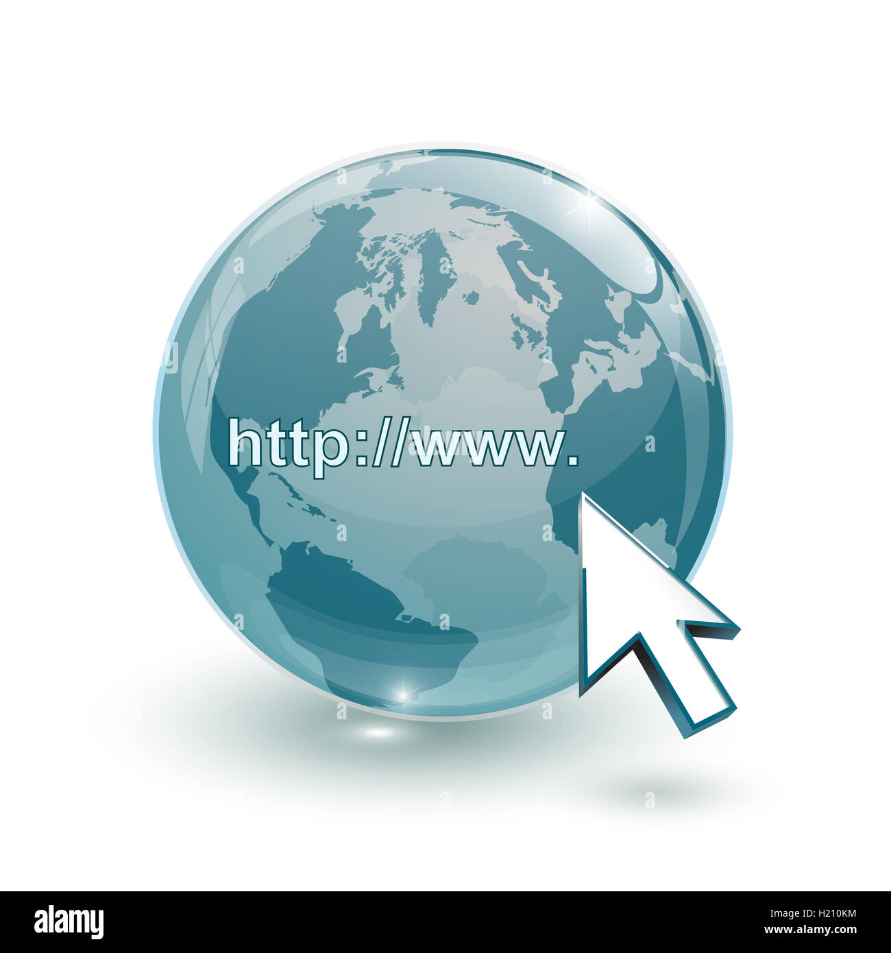 glass globe earth map 3d blue and cursor with internet address Stock ...