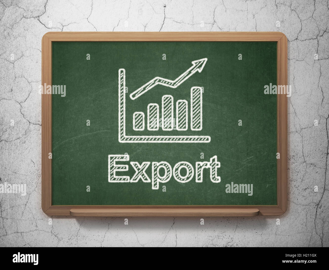 Business concept: Growth Graph and Export on chalkboard background Stock Photo - Alamy