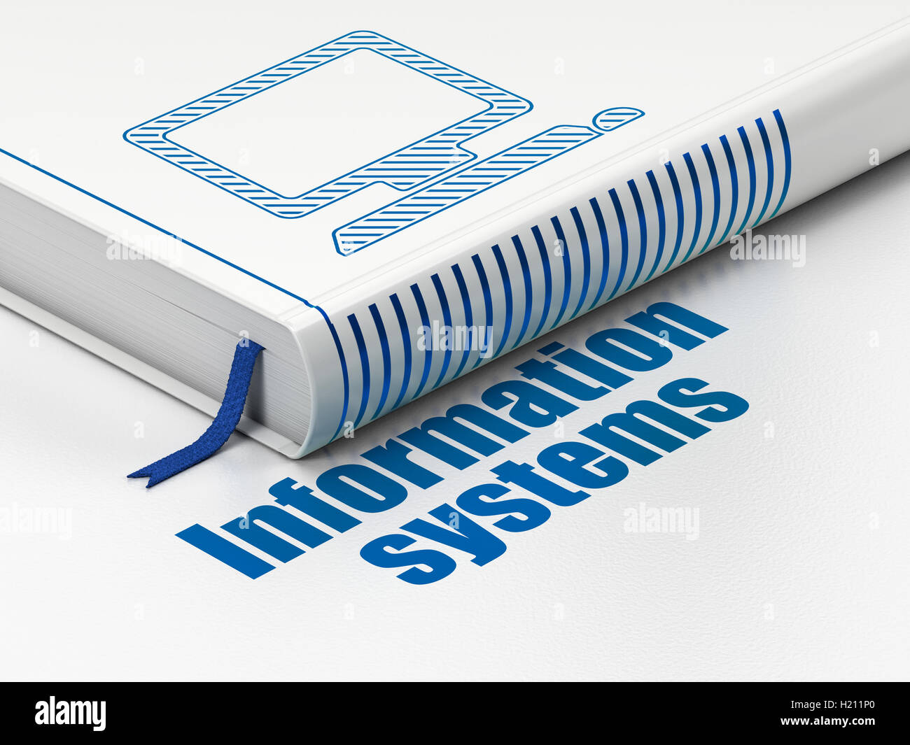 Data concept: book Computer Pc, Information Systems on white background ...