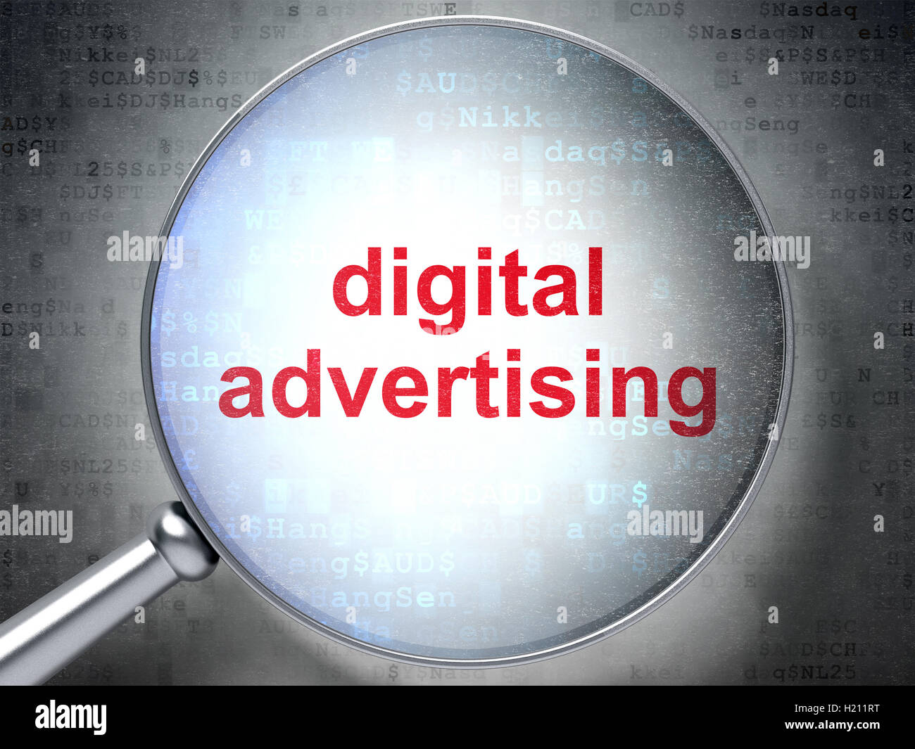 Marketing concept: Digital Advertising with optical glass Stock Photo ...