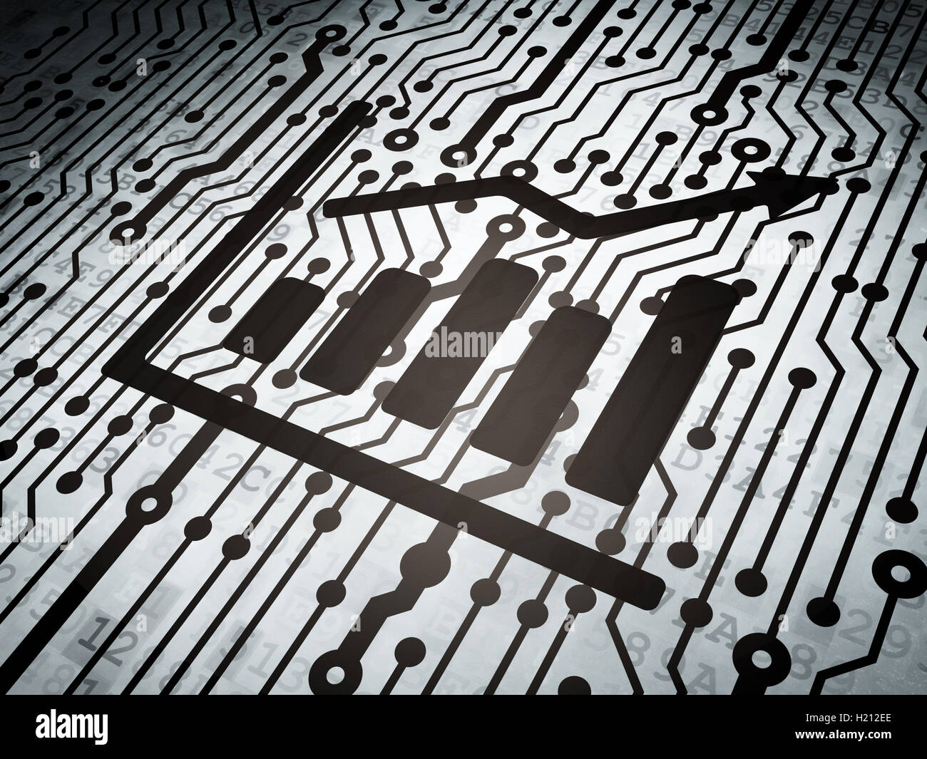 News concept: circuit board with Growth Graph Stock Photo - Alamy