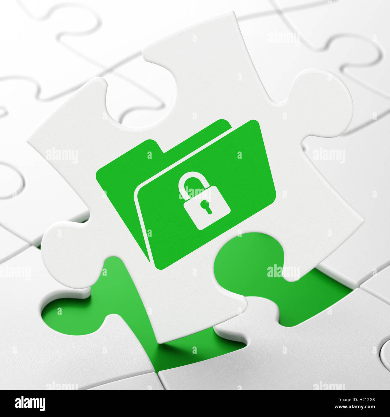 Business concept: Folder With Lock on puzzle background Stock Photo - Alamy