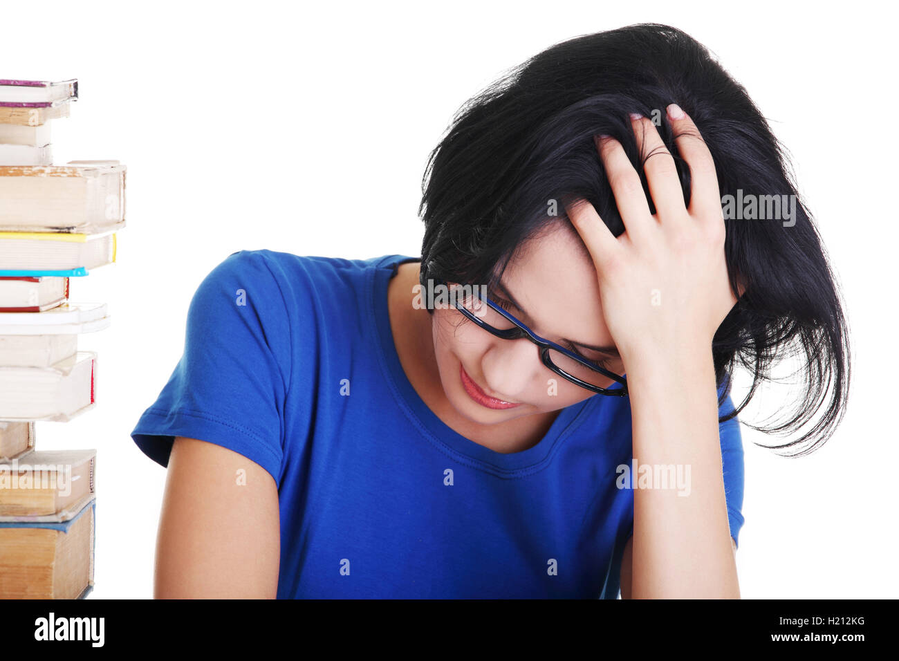 Sad female student with learning difficulties Stock Photo - Alamy