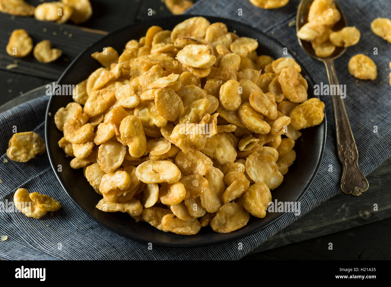 Salted and Roasted Dry Fava Beans Ready to Eat Stock Photo - Alamy