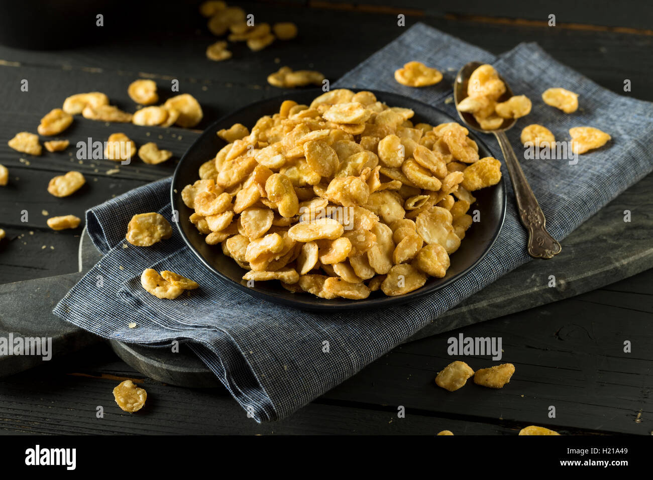 Salted and Roasted Dry Fava Beans Ready to Eat Stock Photo - Alamy