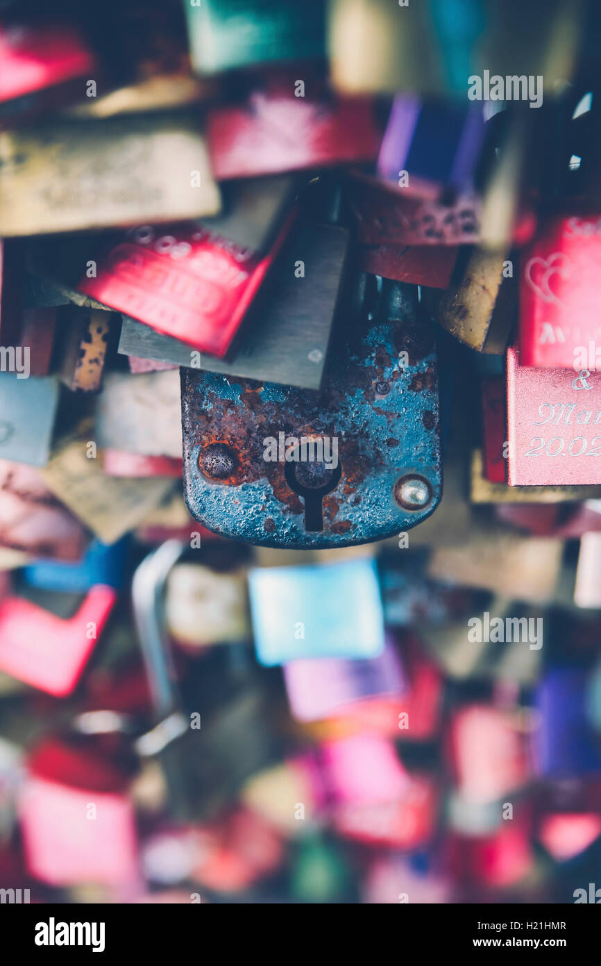 Love locks, close-up Stock Photo - Alamy