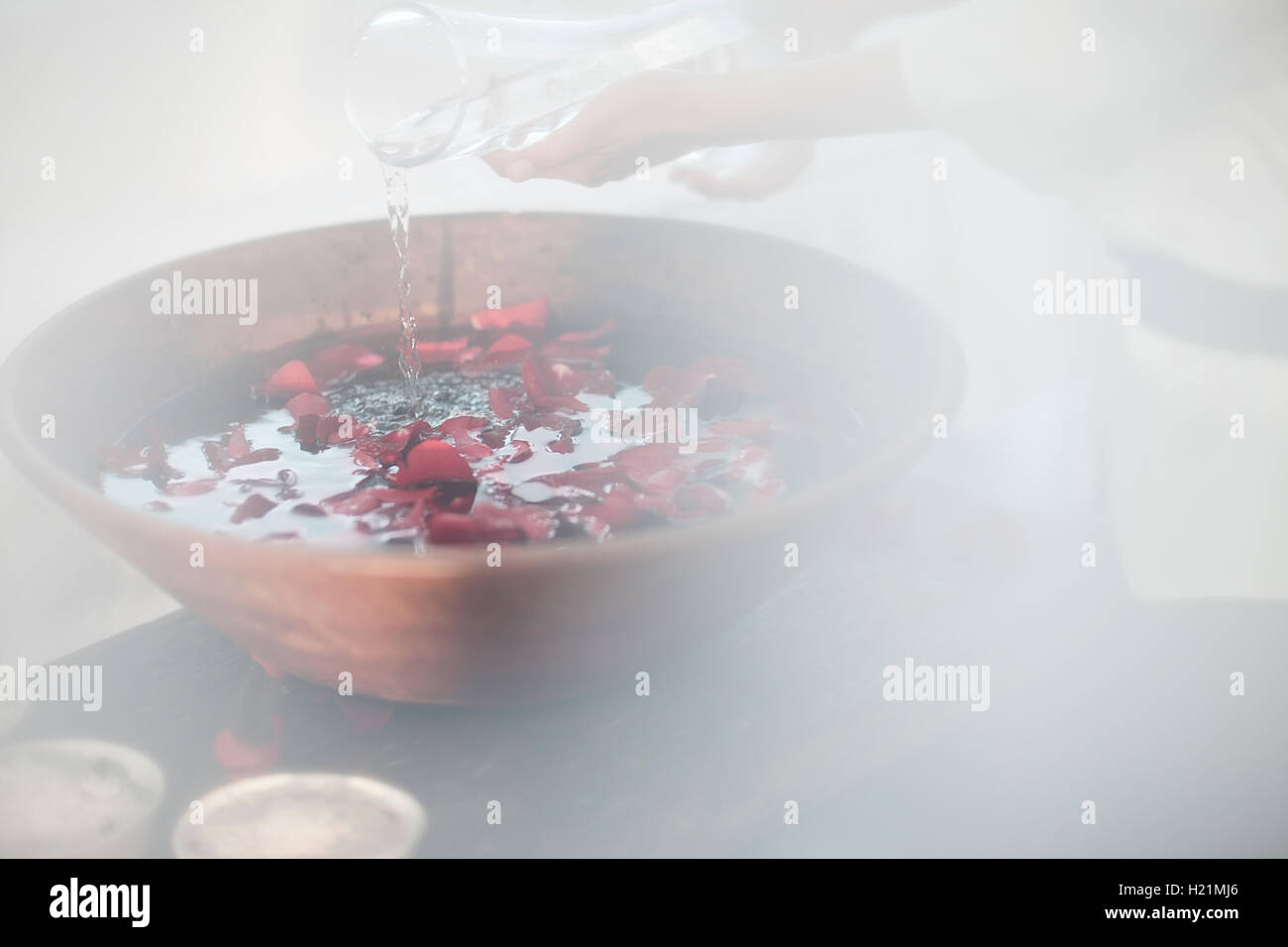 Preparation of rosewater in spa Stock Photo - Alamy