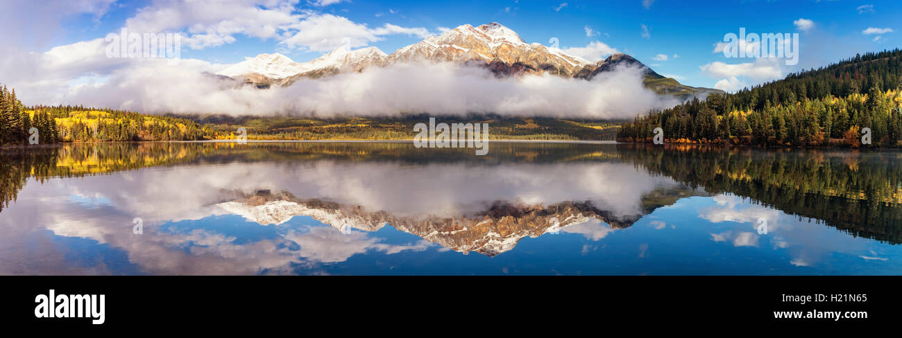 Canada, Jasper National Park, Jasper, Pyramid Mountain, Pyramid Lake in ...