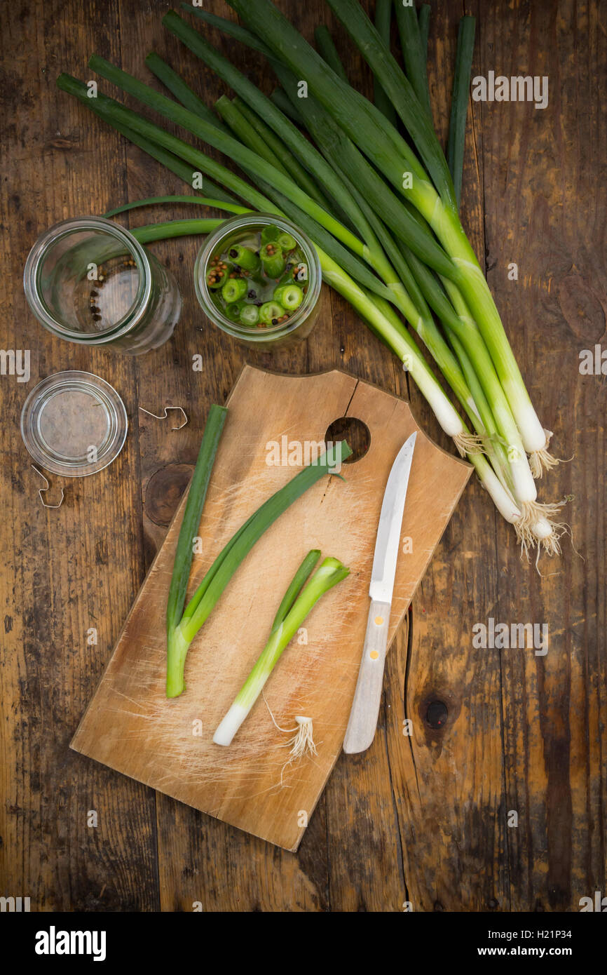 Pickled spring onions Stock Photo - Alamy