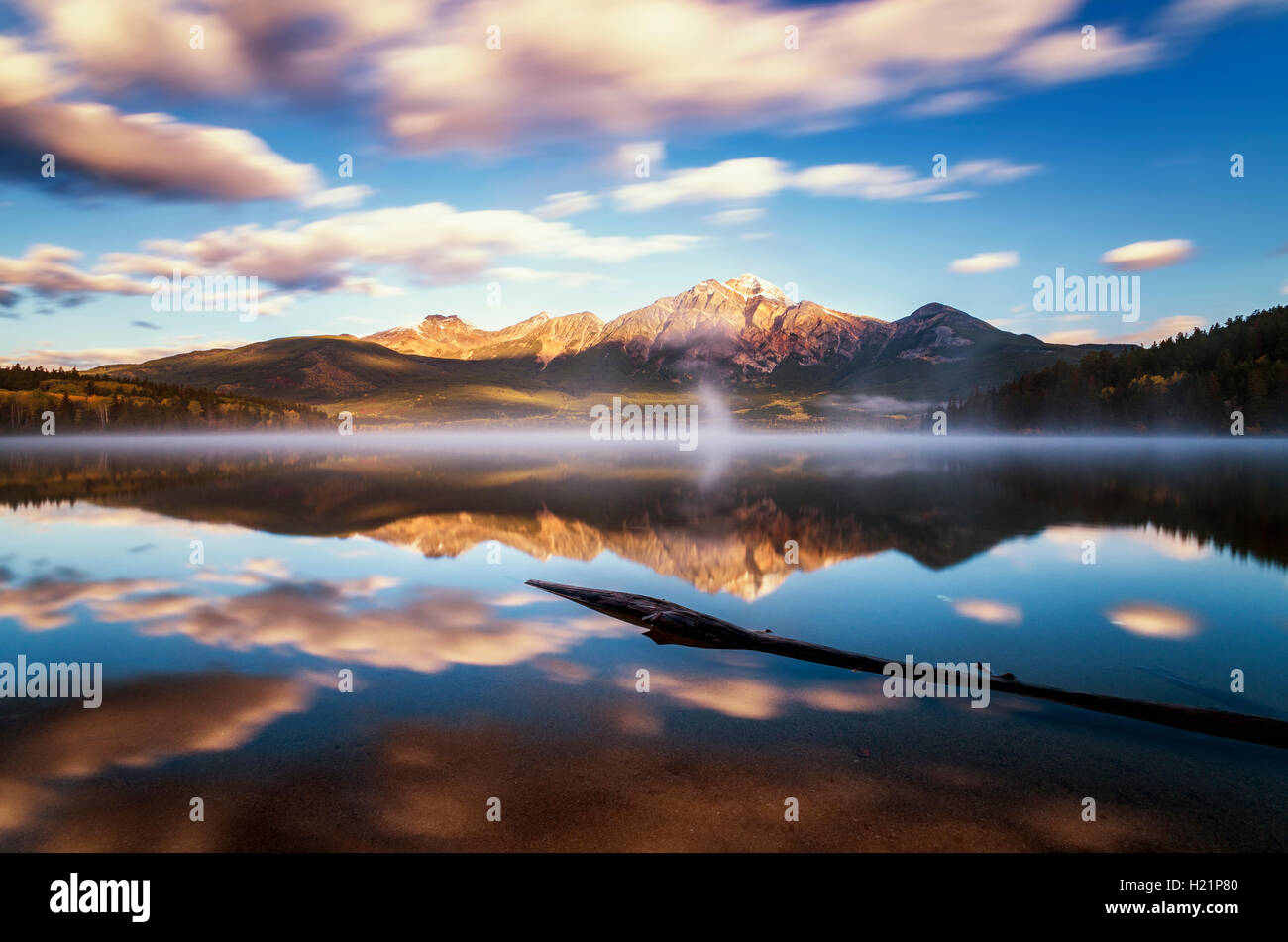 Canada, Jasper National Park, Jasper, Pyramid Mountain, Pyramid Lake in ...