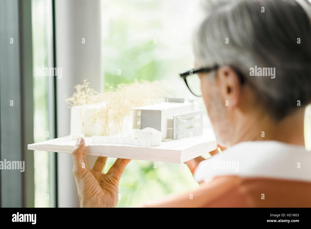 Back view of man looking at architectural model Stock Photo - Alamy