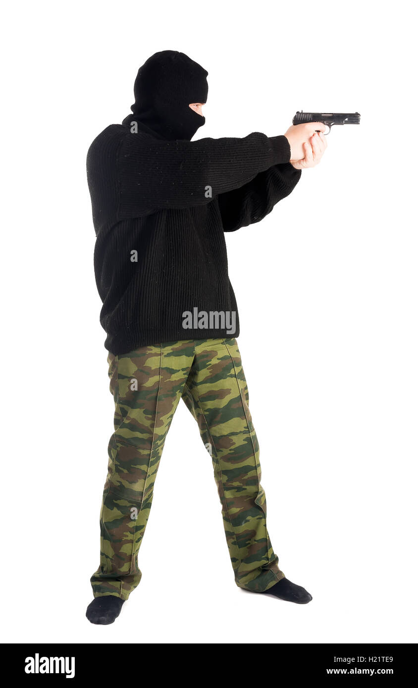 Assault gun man aiming Cut Out Stock Images & Pictures - Alamy