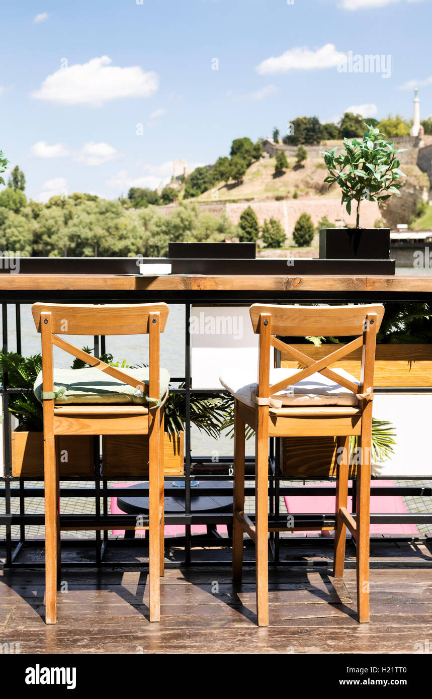 Interior of a modern floating restaurant Stock Photo - Alamy