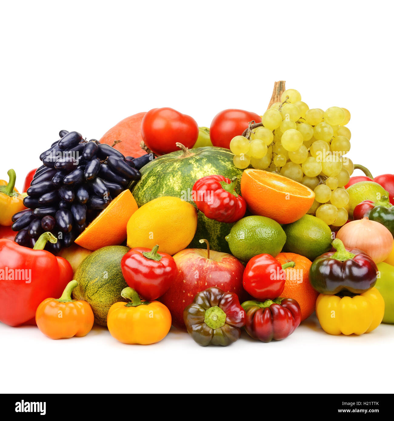 fruits and vegetables isolated on white background Stock Photo - Alamy