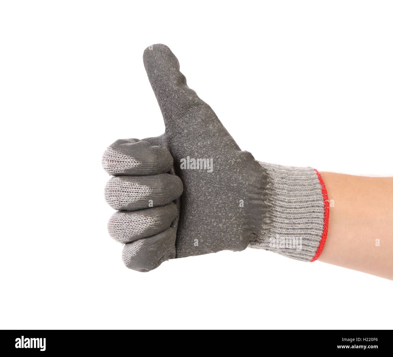 Hand in glove with thumbs up Stock Photo - Alamy