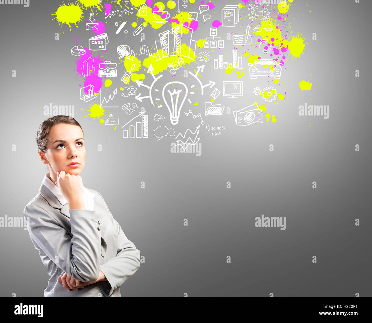 thinking business woman Stock Photo - Alamy