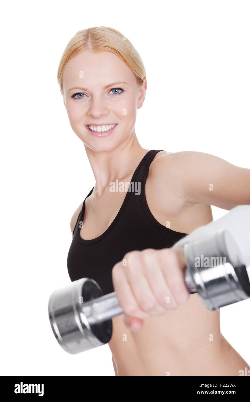 Fitness woman doing weight training Stock Photo - Alamy