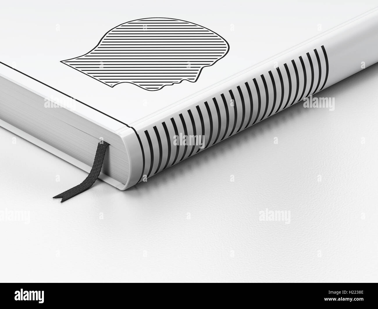 Data concept: closed book, Head on white background Stock Photo - Alamy