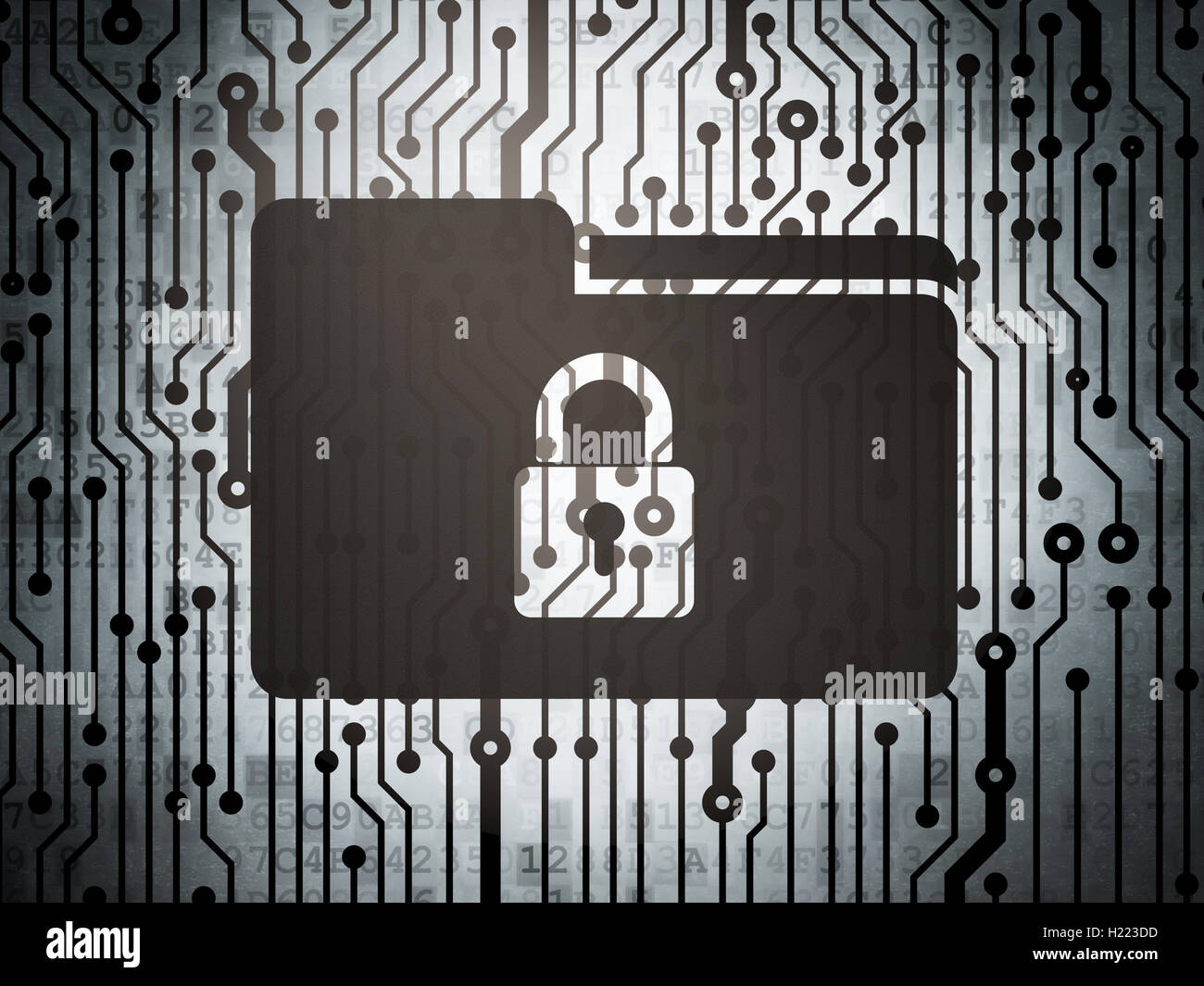 Business concept: circuit board with Folder With Lock Stock Photo - Alamy