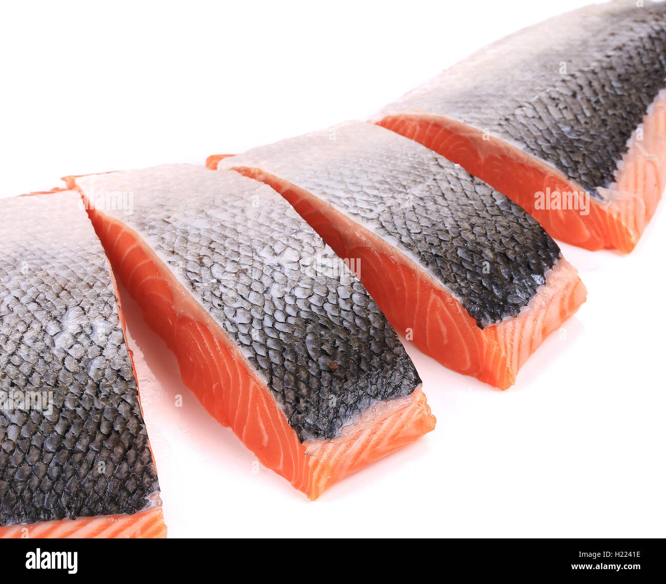 Fresh uncooked red fish fillet slices Stock Photo - Alamy