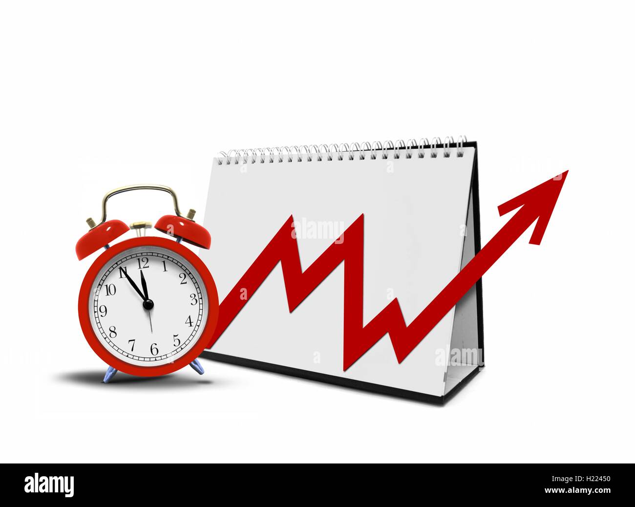 Chart on Desktop Calender and Alarm Clock Stock Photo - Alamy