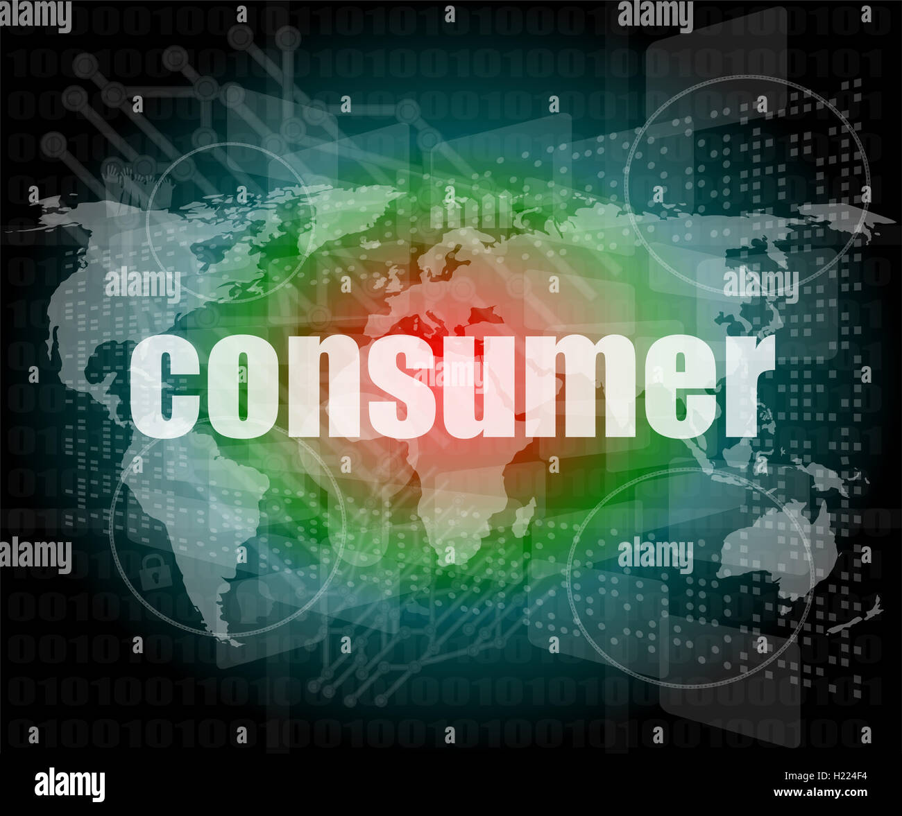 consumer words on digital touch screen interface - business concept ...