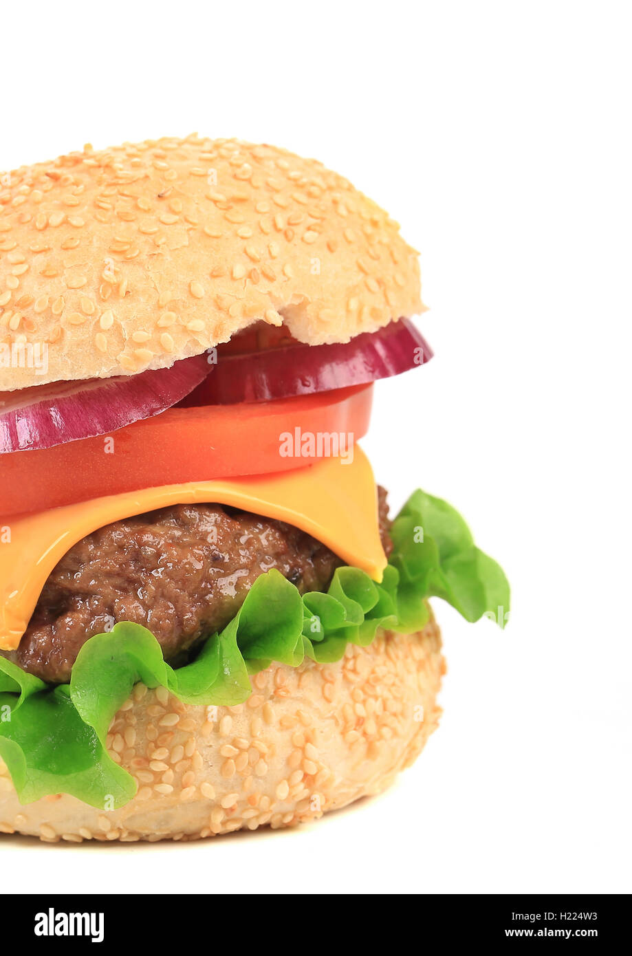 Big tasty fast food hamburger Stock Photo - Alamy