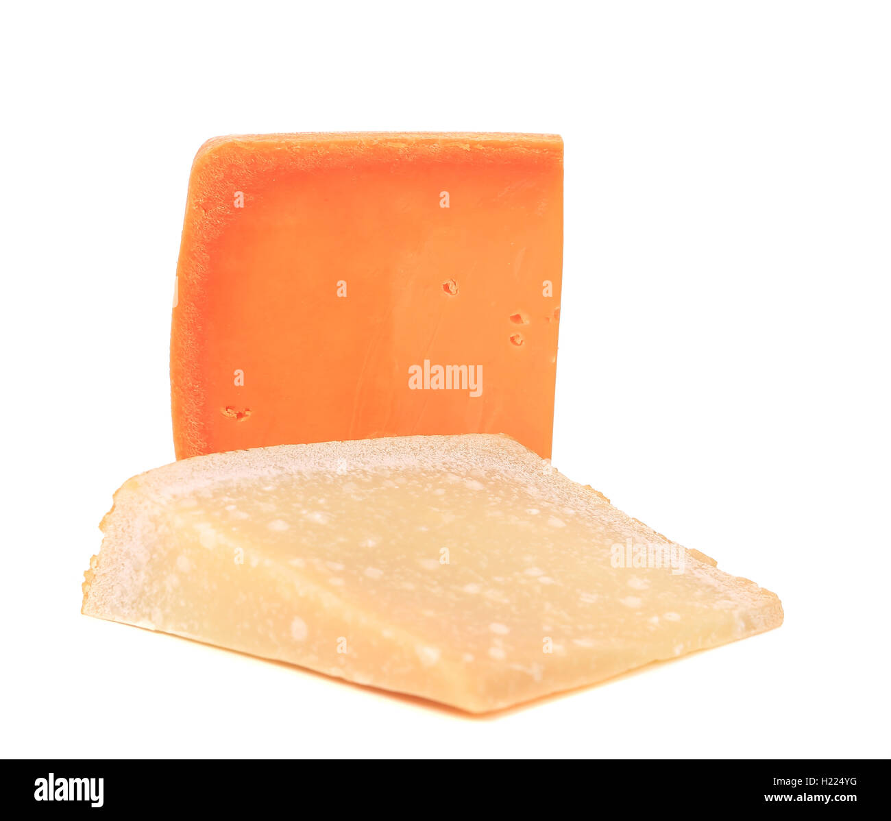 Close up of two cheese types Stock Photo - Alamy