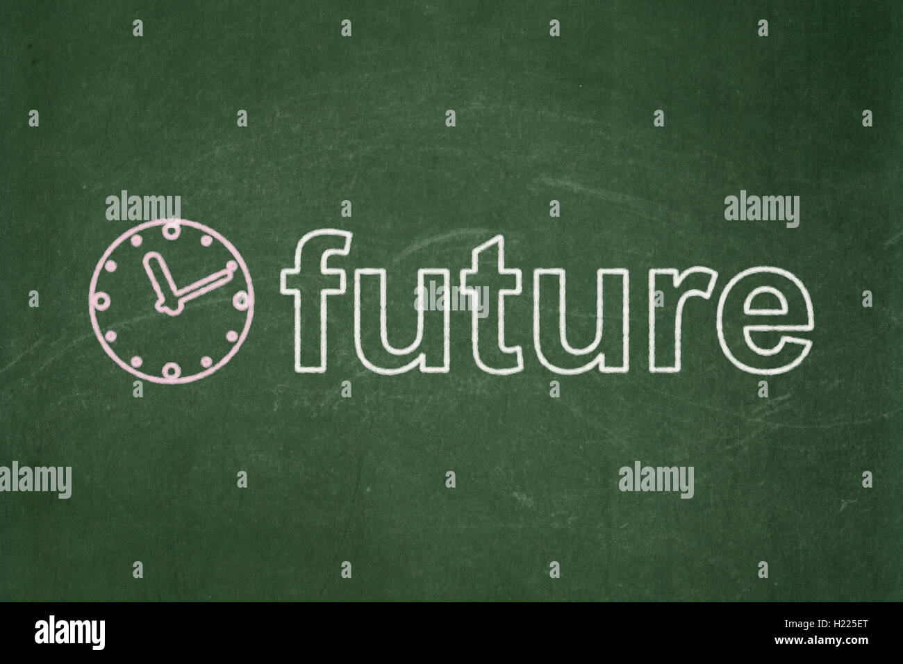 Timeline concept: Clock and Future on chalkboard background Stock Photo ...