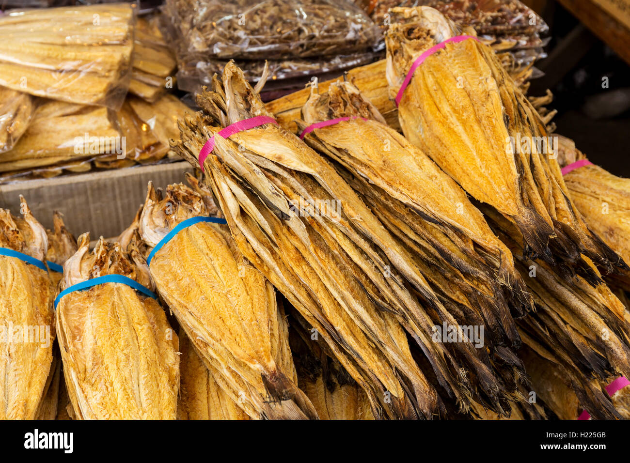 Traditional salty fish in market Stock Photo - Alamy