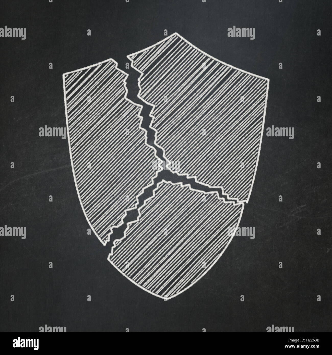 Privacy concept: Broken Shield on chalkboard background Stock Photo - Alamy