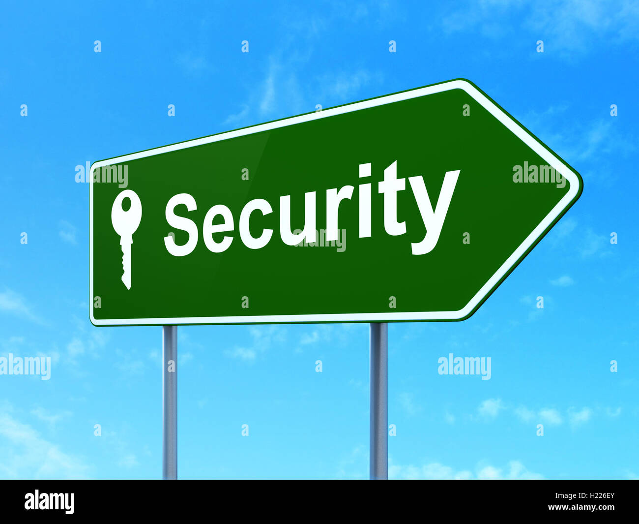 Security concept: Security and Key on road sign background Stock Photo ...