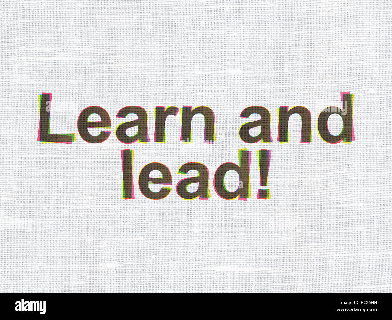 Education concept: Learn and Lead! on fabric texture background Stock ...