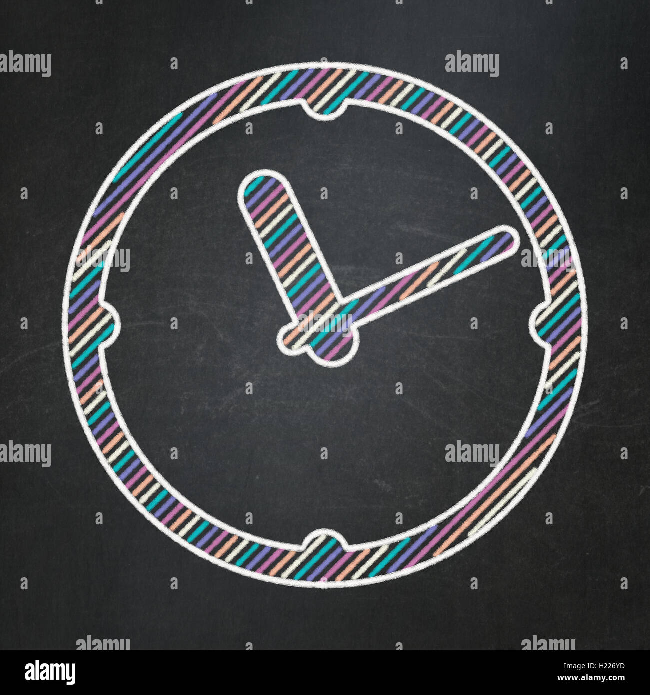 Time concept: Clock on chalkboard background Stock Photo - Alamy