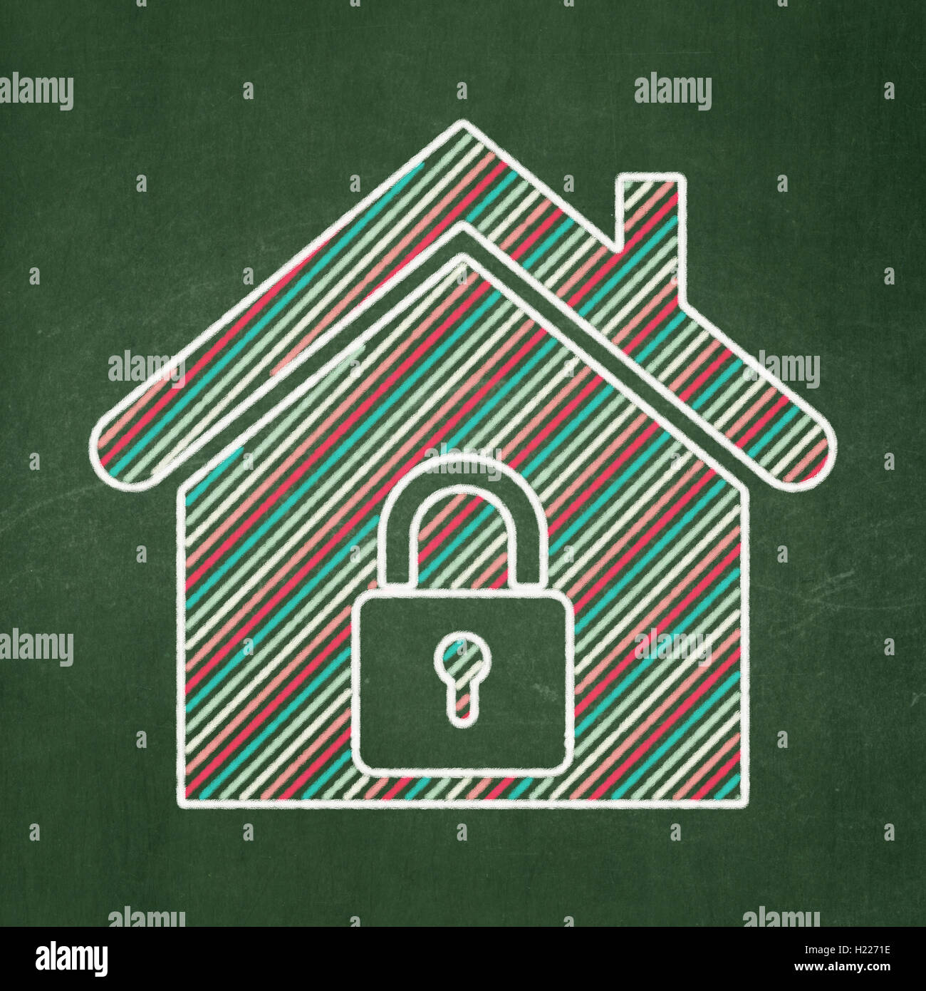 Protection concept: Home on chalkboard background Stock Photo - Alamy