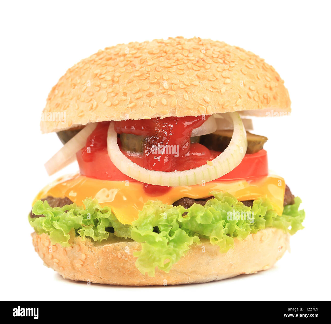 Appetizing fast food hamburger Stock Photo - Alamy