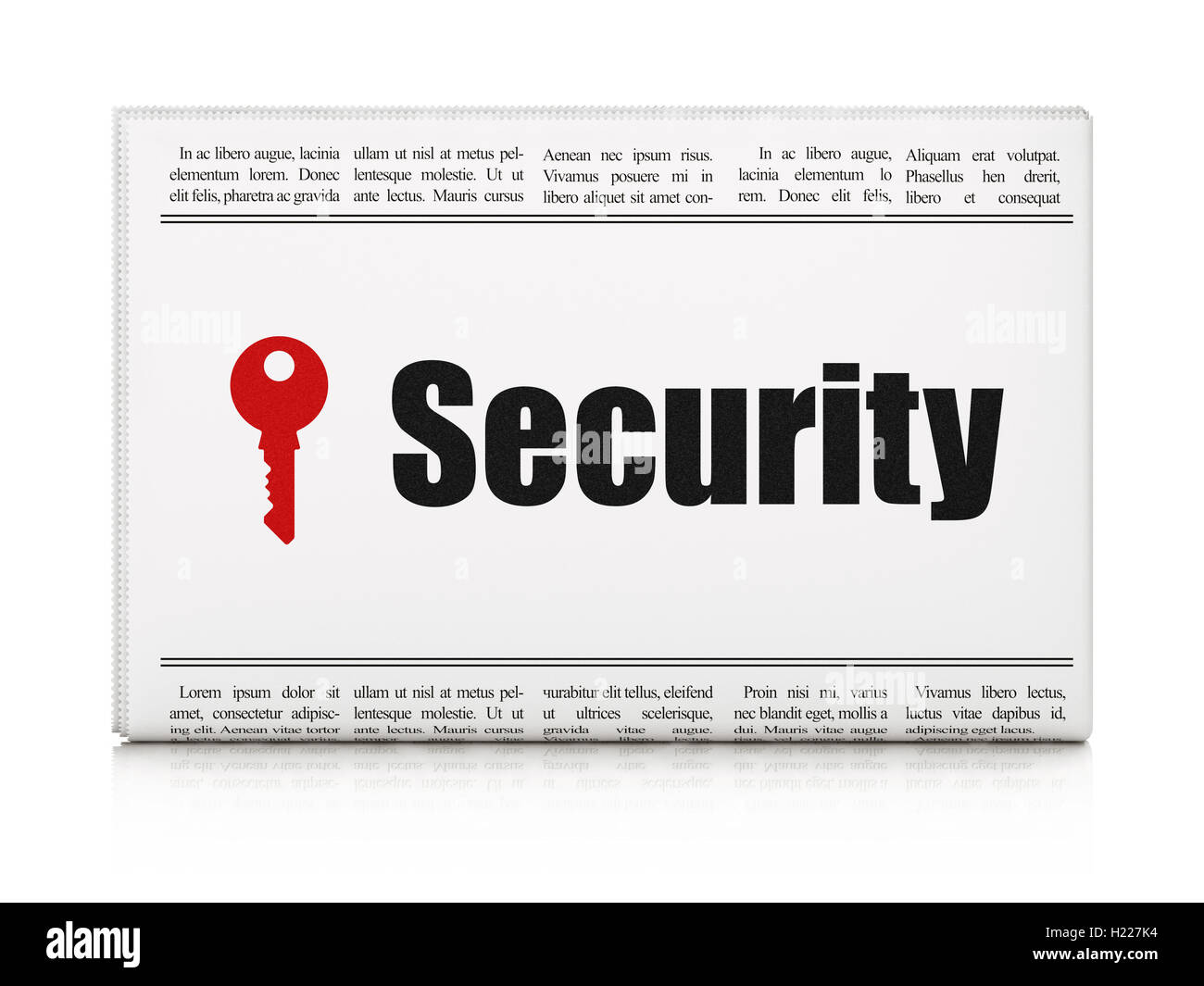 Safety concept: newspaper with Security and Key Stock Photo - Alamy